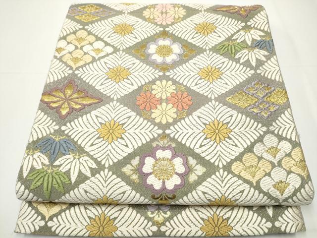 平和屋着物●六通柄袋帯　唐織　菱花文　金糸　正絹　逸品　CAAX7400hy