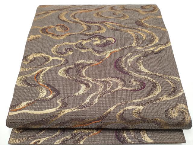 平和屋着物●六通柄袋帯　流水文　金糸　正絹　逸品　CAAX7403hy