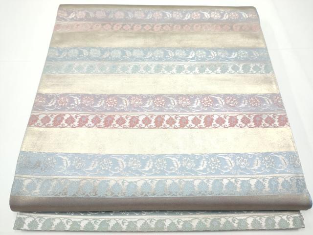 平和屋着物●六通柄袋帯　古代裂間道　金糸　正絹　逸品　CAAX7424hy