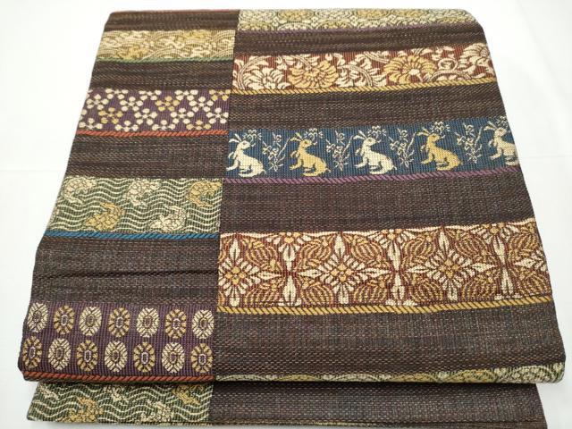 平和屋着物●六通柄袋帯　名物裂　金糸　正絹　逸品　CAAX7468hy