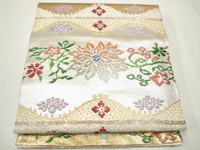 平和屋着物●六通柄　本袋帯　花唐竺天　金銀糸　正絹　逸品　CAAX7471hy