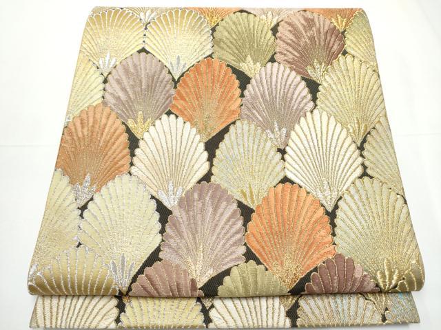 平和屋着物●六通柄袋帯　唐織　松葉青海波　金銀糸　正絹　逸品　CAAX7488hy