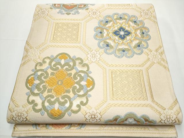 平和屋着物●六通柄袋帯　唐織　蜀江花文　金糸　正絹　逸品　CAAX7491hy