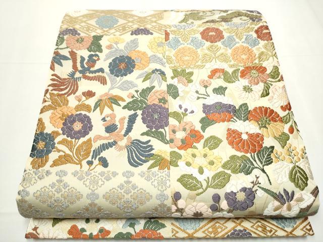 平和屋着物●六通柄袋帯　唐織　鳳凰草花文　金糸　正絹　逸品　CAAX7511hy