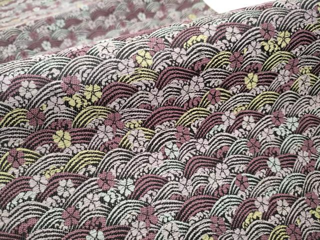 平和屋着物●全通柄袋帯　唐織　流水舞桜文　正絹　逸品　CAAX7569hy 平和屋着物○全通柄袋帯 唐織 流水舞桜文 正絹 逸品 CAAX7569hy