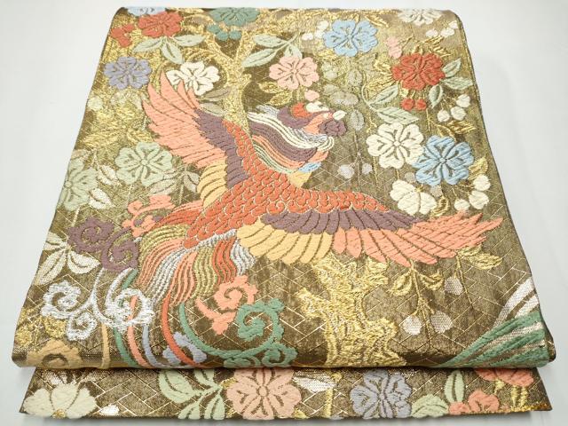 平和屋着物●佐賀錦　六通柄袋帯　唐織　花喰鳥　金銀糸　正絹　逸品　CAAX7571hy