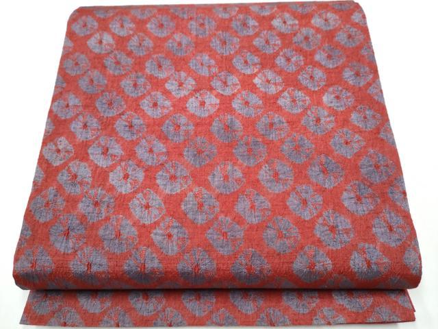 平和屋着物●全通柄袋帯　紬地　蜘蛛絞り　紅海老茶色　正絹　逸品　CAAX7581hy