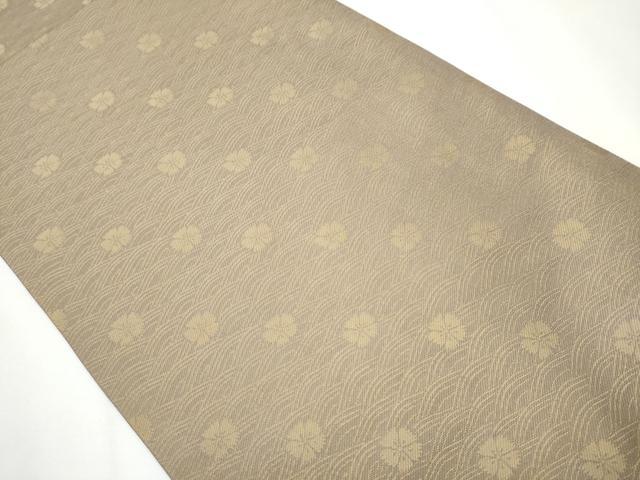 平和屋着物○両面 六通柄袋帯 市松流水草花文 金糸 正絹 逸品