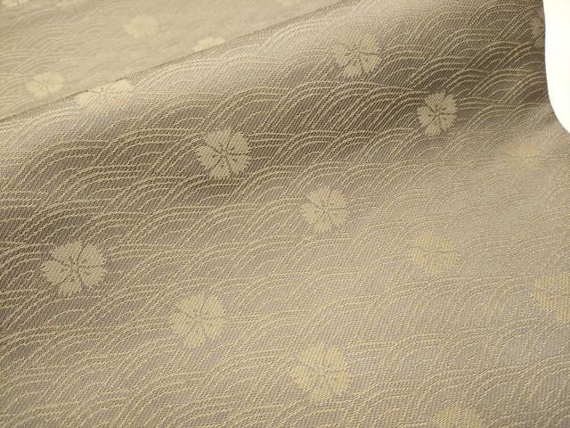 平和屋着物○両面 六通柄袋帯 市松流水草花文 金糸 正絹 逸品