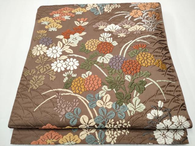 平和屋着物●六通柄　本袋帯　唐織　露芝秋草文　正絹　逸品　CAAX7596hy