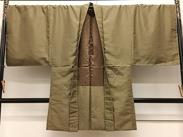 平和屋着物＃男性　長羽織　梅幸茶色　未使用　洗える着物　CAAX7867ua