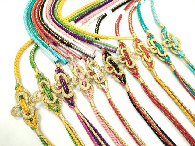 平和屋着物●和装小物　振袖用飾り付き帯締め１０本セット　飾り結び　金糸　切り房　逸品　未使用　CAAX8022ju