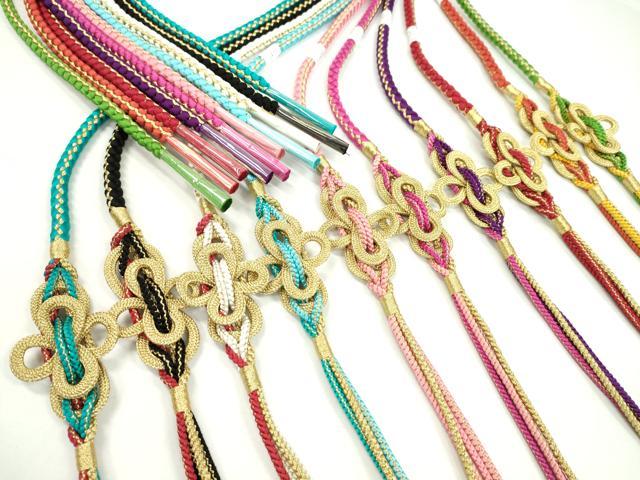 平和屋着物●和装小物　振袖用飾り付き帯締め１０本セット　飾り結び　金糸　切り房　逸品　未使用　CAAX8051ju