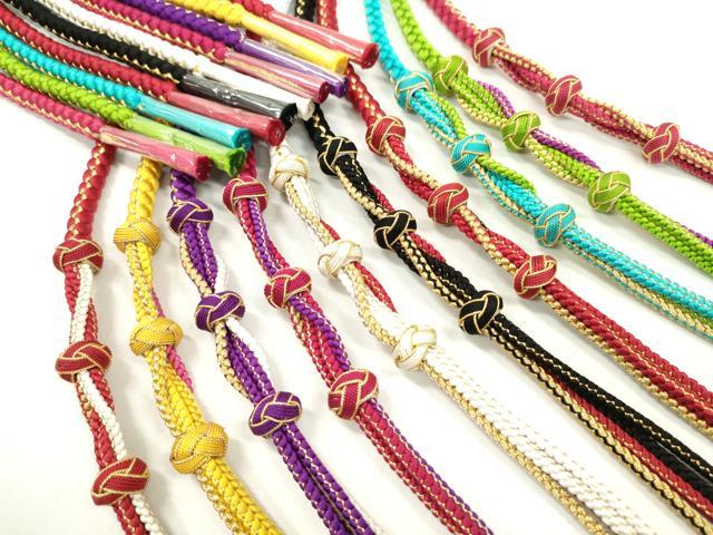 平和屋着物●和装小物　振袖用飾り付き帯締め１０本セット　小田巻　可動式　金糸　切り房　逸品　未使用　CAAX8059ju