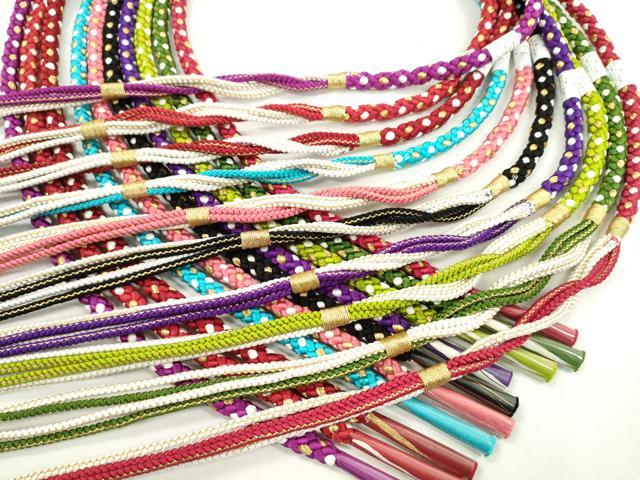 平和屋着物●和装小物　振袖用飾り組み帯締め１０本セット　金糸　切り房　逸品　未使用　CAAX8062ju