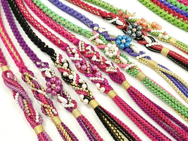 平和屋着物●和装小物　振袖用飾り付き帯締め１０本セット　パール　花　ハート　金糸　逸品　CAAX8185ju