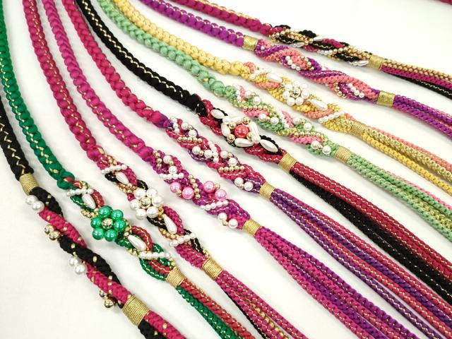 平和屋着物●和装小物　振袖用飾り付き帯締め１０本セット　パール　花　金糸　逸品　CAAX8200ju