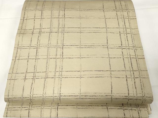 平和屋着物●全通柄袋帯　格子柄　やまと誂製　正絹　逸品　CAAX9218yk