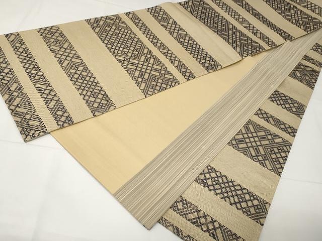 平和屋着物●全通柄袋帯　本藍　横段吉祥文　正絹　逸品　CAAX9220yk