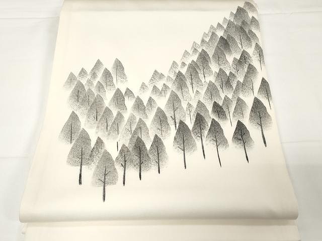 平和屋着物●塩瀬　太鼓柄袋帯　作家物　手描き　樹林文　正絹　逸品　CAAX9237yk