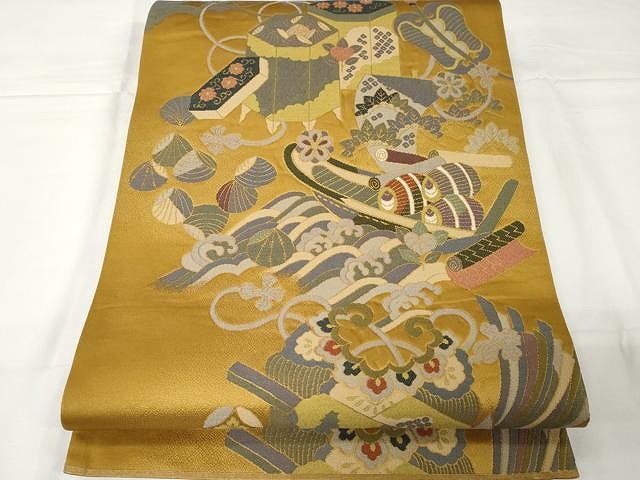 平和屋着物●六通柄袋帯　鬼壁錦　碧涛秀宝文　正絹　逸品　CAAX9254yk