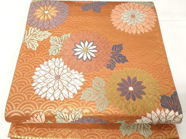 平和屋着物●六通柄袋帯　唐織　能衣唐錦　舞菊文　正絹　逸品　CAAX9263yk