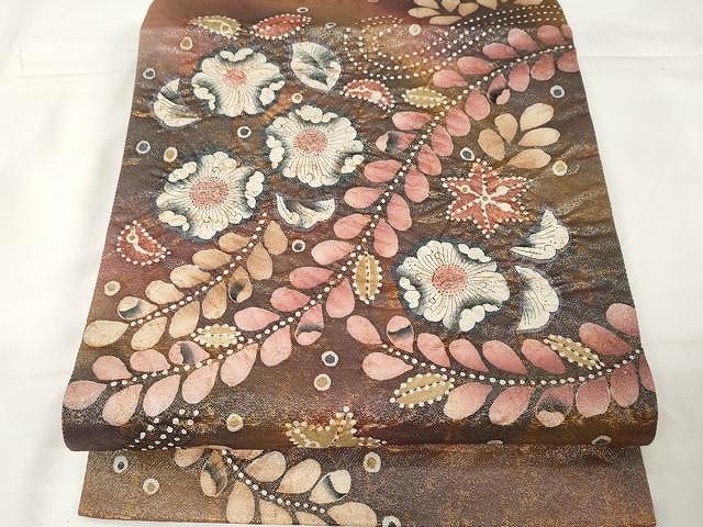 平和屋着物●太鼓柄袋帯　作家物　辻が花　金糸　正絹　逸品　CAAX9264yk