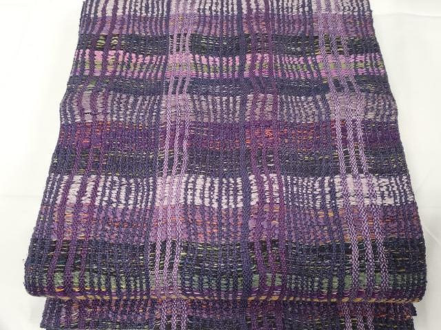 平和屋着物●八寸名古屋帯　紬地　格子柄　正絹　逸品　CAAX9274yk