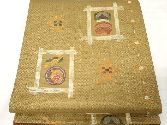 平和屋着物●六通柄袋帯　竹屋町花織　舞葉文　正絹　逸品　CAAX9282yk