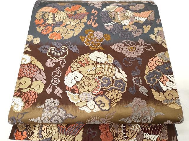 平和屋着物●六通柄袋帯　唐織　龍　花丸文　正絹　逸品　CAAX9315yk