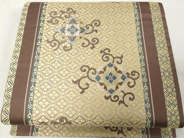 平和屋着物●六通柄袋帯　唐織　正倉院花唐草文　正絹　逸品　CAAX9339yk
