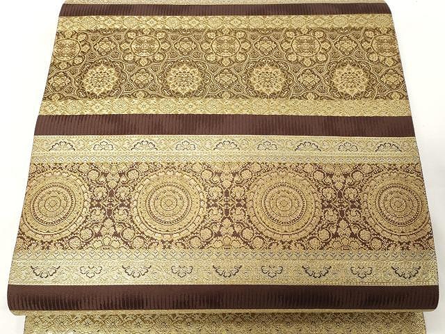 平和屋着物●西陣織　陰山織物謹製　伝統工芸士　箔屋清兵衛　六通柄袋帯　正倉院天平錦間道　金糸　正絹　逸品　CAAX9343yk