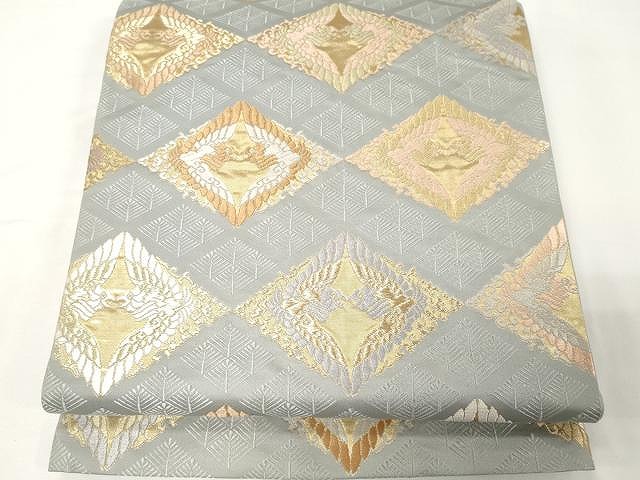 平和屋着物●六通柄袋帯　唐織　菱鳳凰文　金糸　正絹　逸品　CAAX9351yk