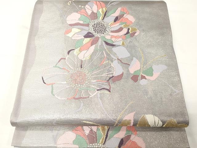 平和屋着物●六通柄袋帯　唐織　煌遊　ふたえ錦織　花蝶文　金銀糸　正絹　逸品　CAAX9352yk