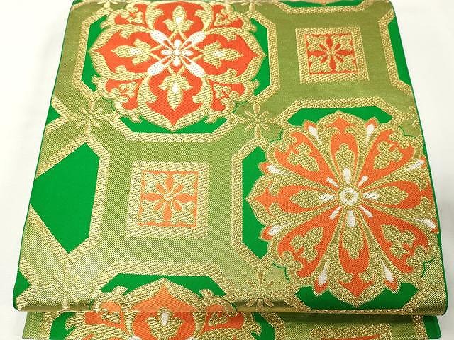 平和屋着物●西陣　川島織物　六通柄　本袋帯　唐織　蜀江花文　金糸　正絹　逸品　CAAX9355yk