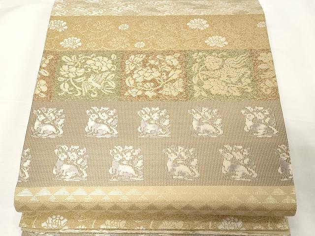 平和屋着物●六通柄袋帯　名物裂　金糸　正絹　逸品　CAAX9359yk