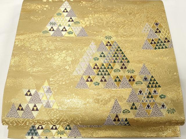 平和屋着物●六通柄袋帯　唐織　吉祥鱗文　金糸　正絹　逸品　CAAX9361yk