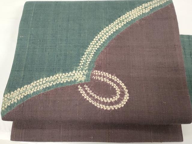 平和屋着物●九寸名古屋帯　生紬地　絞り　吉祥文　正絹　逸品　CAAX9374yk