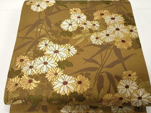 平和屋着物●六通柄袋帯　唐織　舞花文　こむさでもーど　金糸　正絹　逸品　CAAX9403yk