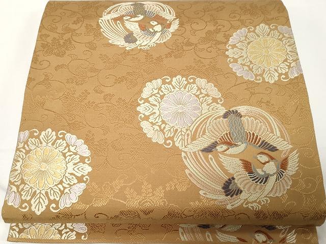 平和屋着物●六通柄袋帯　唐織　正倉院鳳凰花文　正絹　逸品　CAAX9412yk