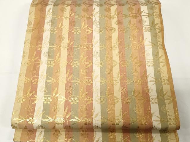 平和屋着物●全通柄袋帯　花唐草間道　金糸　正絹　逸品　CAAX9420yk