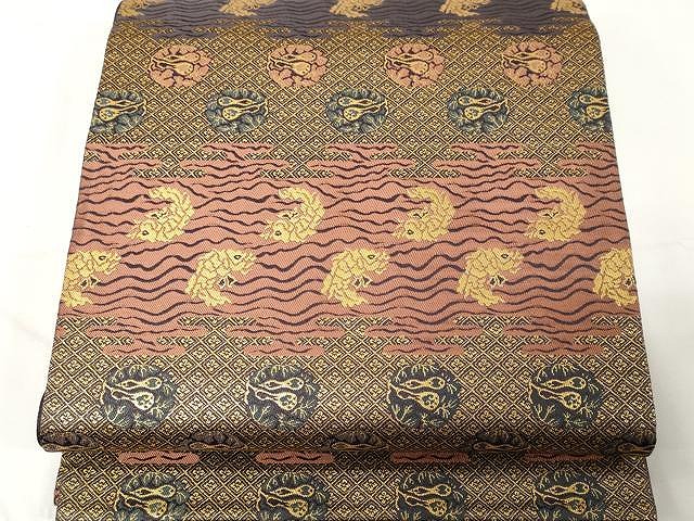 平和屋着物●全通柄袋帯　名物裂　銀座おぎ屋　金糸　正絹　逸品　未使用　CAAX9426yk