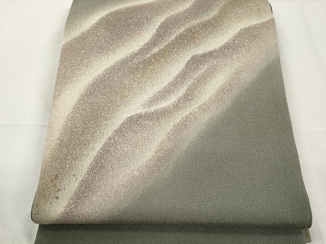 平和屋着物●太鼓柄袋帯　風景文　金彩　鬼しぼ縮緬　正絹　逸品　CAAX9444yk