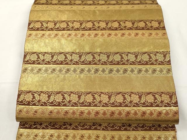 平和屋着物●西陣織　陰山織物謹製　伝統工芸士　箔屋清兵衛　太鼓柄袋帯　名物裂間道　本金箔　正絹　逸品　CAAX9455yk