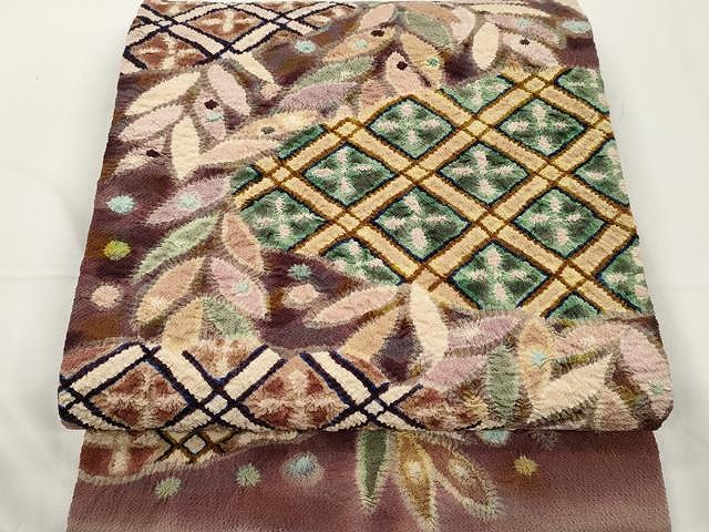 平和屋着物●九寸開き名古屋帯　作家物　絞り　吉祥花文　鬼しぼ縮緬　正絹　逸品　CAAX9469yk