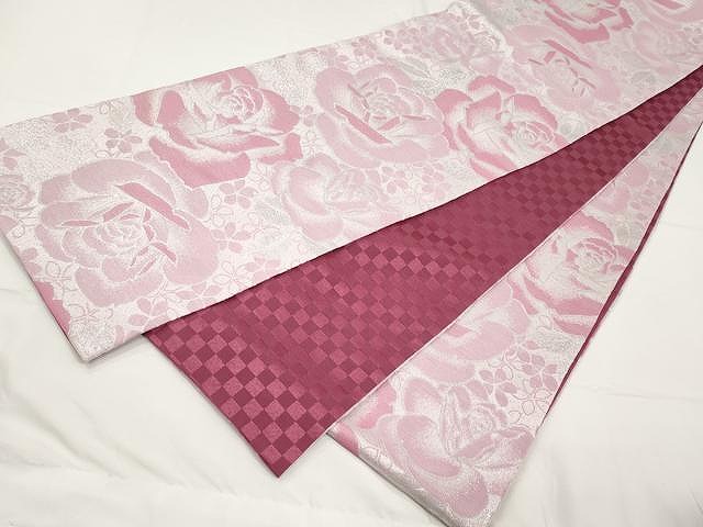 平和屋着物●H・L（アッシュエル）　HENRI-LUC CHAPUIS　両面　全通柄袋帯　舞花文　銀糸　CAAX9485yk