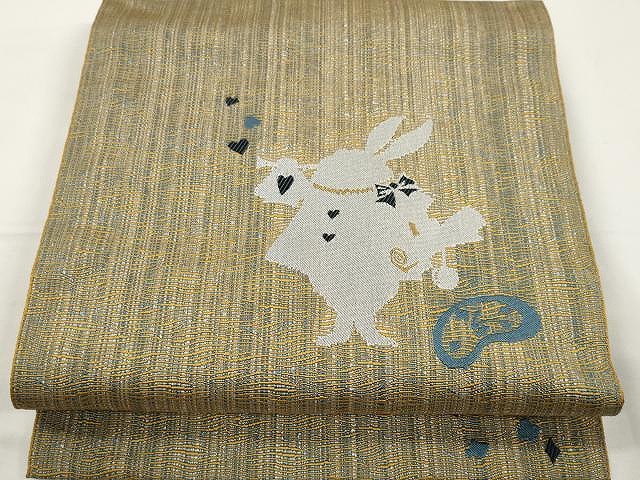 平和屋着物●八寸名古屋帯　時計　不思議の国　ハート　兎　CAAX9488yk