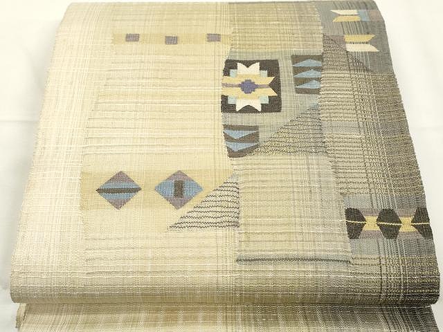 平和屋着物▽スリーシーズン　春夏秋　太鼓柄袋帯　すくい織　舞花文　金糸　正絹　逸品　CAAX9498yk