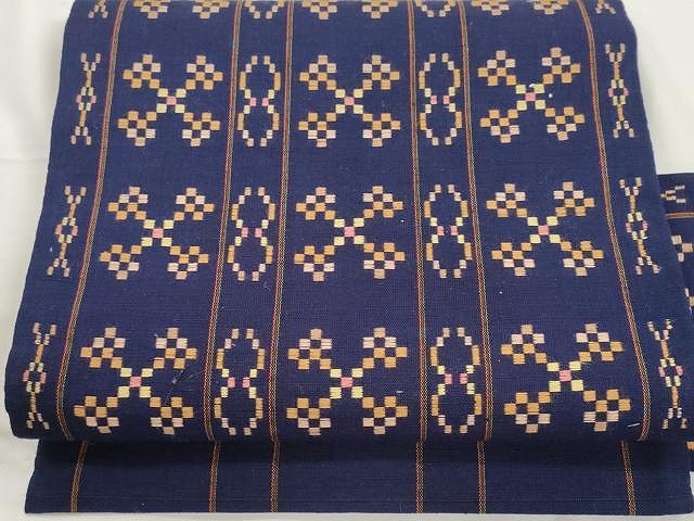 平和屋着物●九寸名古屋帯　紬地　花織　正絹　逸品　CAAX9507yk