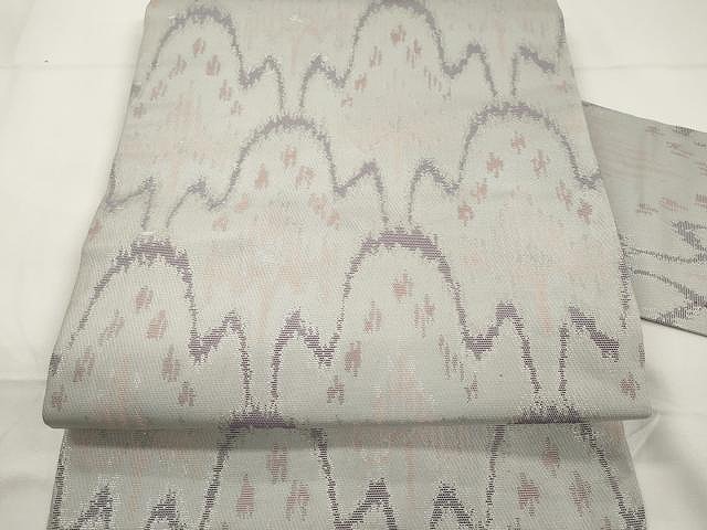 平和屋着物●九寸名古屋帯　太子間道　銀糸　正絹　逸品　CAAX9519yk